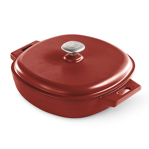 Enameled Cast Iron Skillet with Lid, Red - Shop | Pampered Chef Canada Site